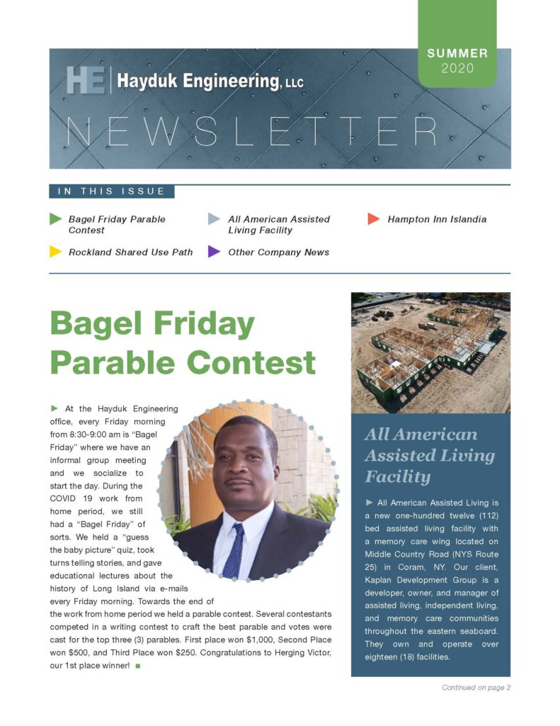 2020 Summer Newsletter - Hayduk Engineering: Consulting Engineers, Long ...