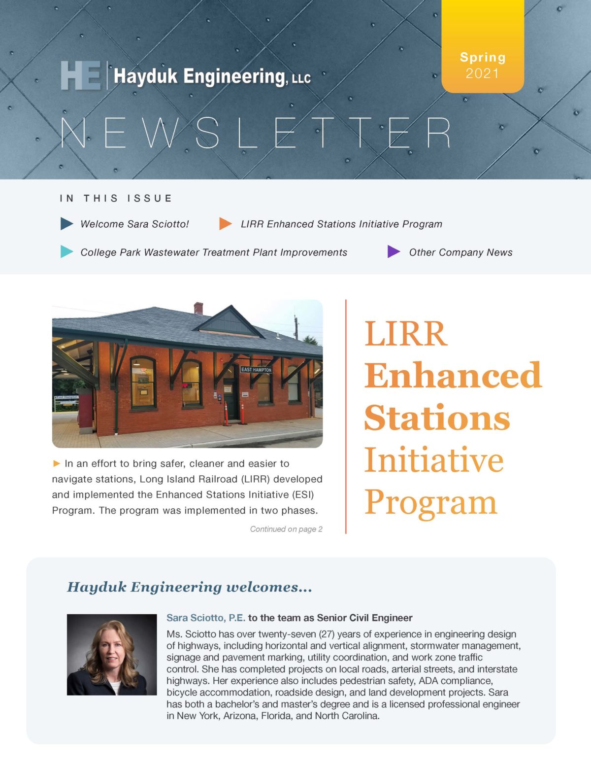 2021 Spring Newsletter - Hayduk Engineering: Consulting Engineers, Long ...