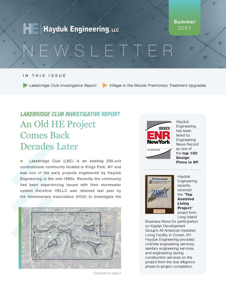2021 Summer Newsletter - Hayduk Engineering: Consulting Engineers, Long ...